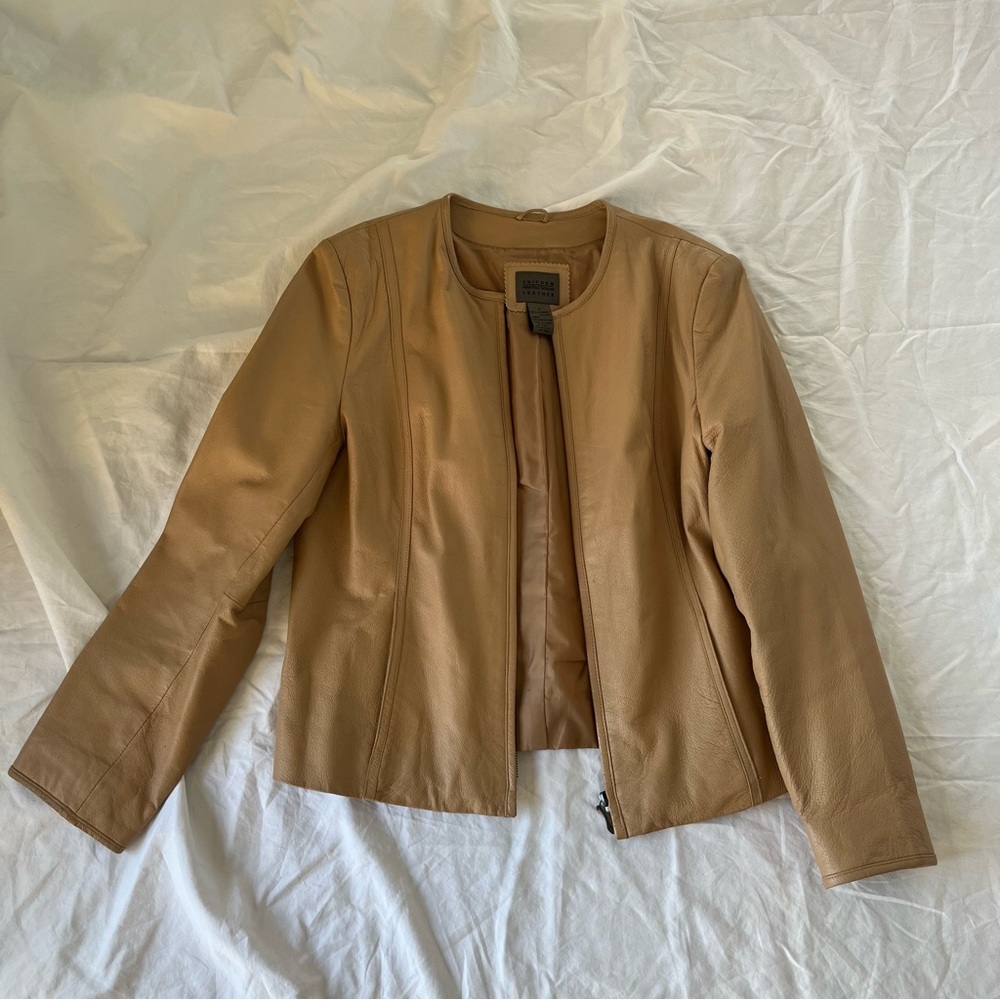 Vintage Tan Leather Jacket - Gem